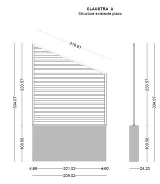 Claustra bois 19 lames droites en chêne croquis A Cloison coulissante ...