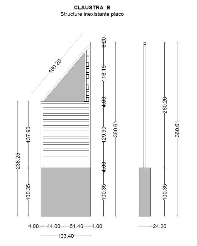 Claustra bois 14 lames droites en chêne croquis B Cloison coulissante ...