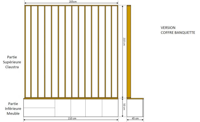 Claustra bois en chêne ajouré en 15 lames Modèle BANQUETTE Cloison ...